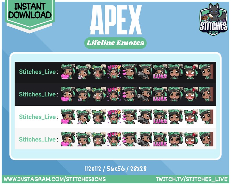 Apex Legends Lifeline Chibi Pink Pre-made Emote Pack, Lifeline Emotes ...