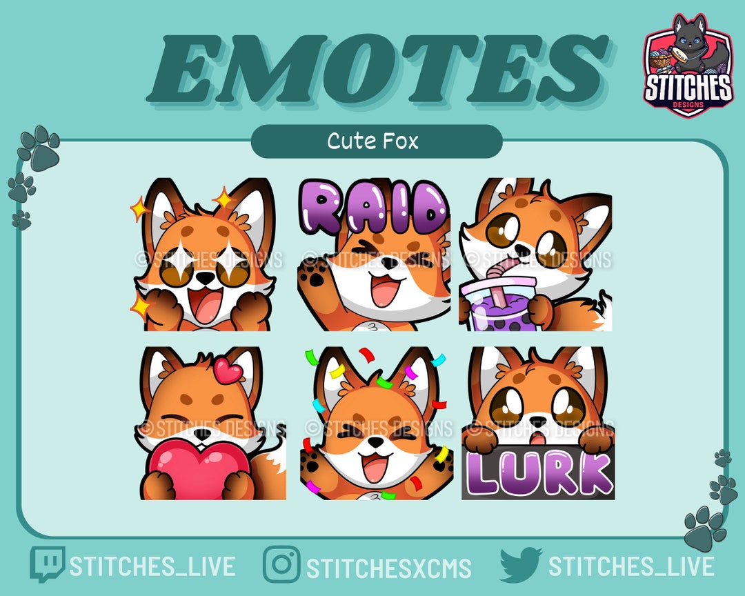 Cute Fox Emotes Emote Pack Fox Emotes Bundle Ared Fox Twitch - Etsy