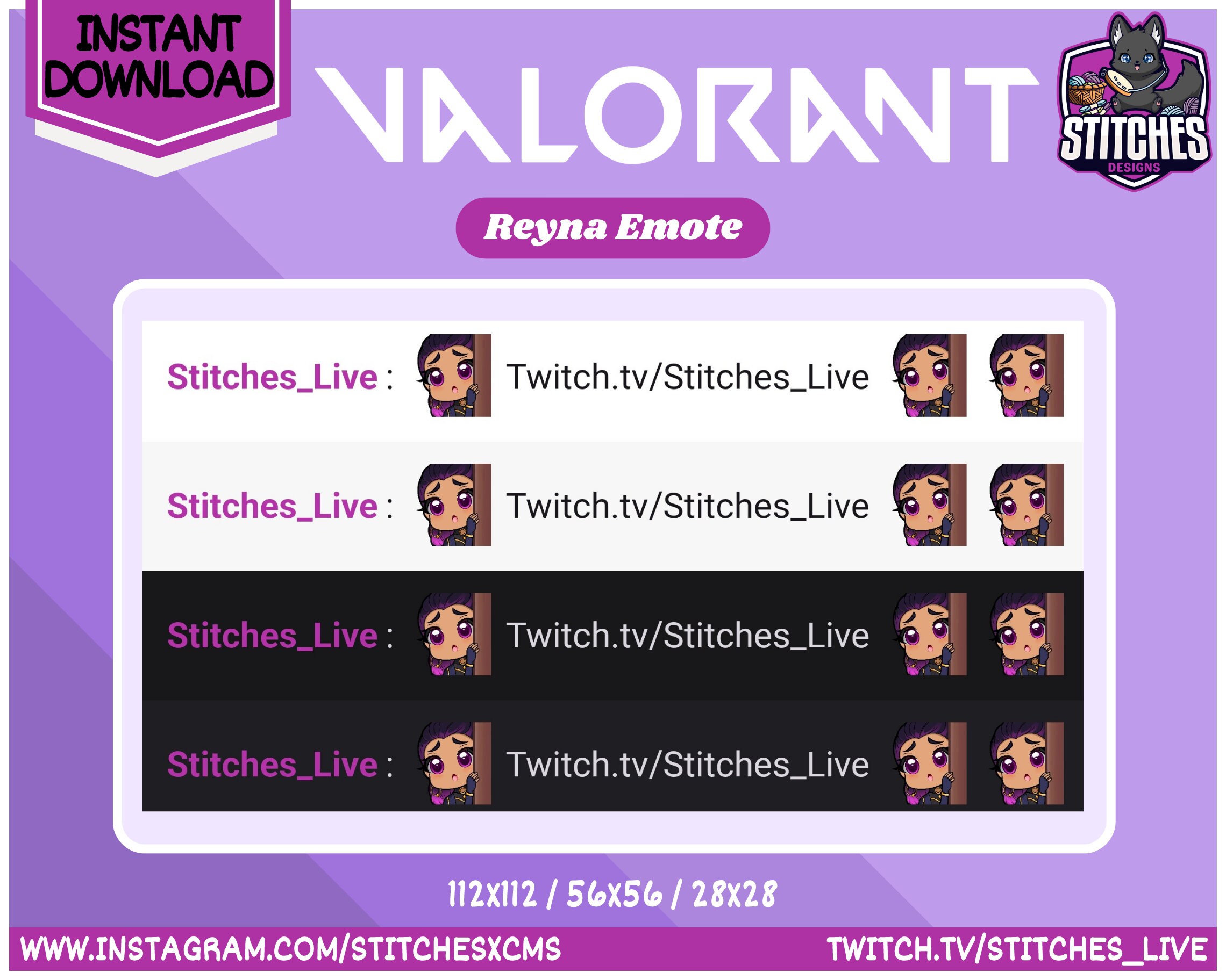 Valorant Reyna Chibi Wall Lurk Pre-made Emote Reyna Emote - Etsy