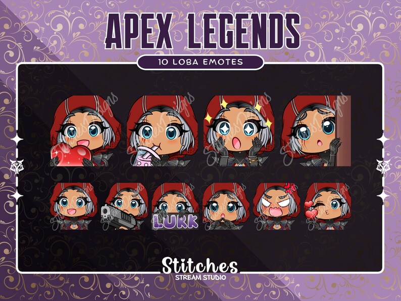 Apex Legends Loba Lycan Hunter Chibi Pre-made Emote Pack Loba Emotes ...