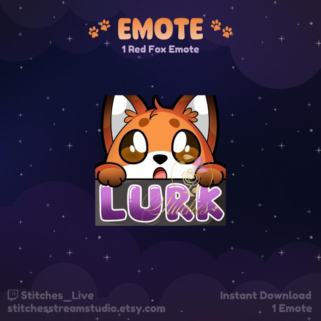 Cute Red Fox Lurk Twitch Emote | Streamer, Streaming Assets, Gaming ...