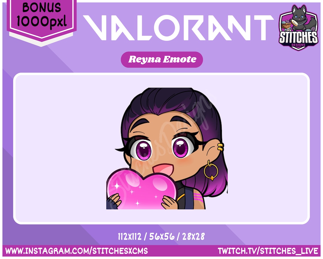 Valorant Reyna Chibi Pink Sparkly Heart Pre-made Emote Reyna - Etsy