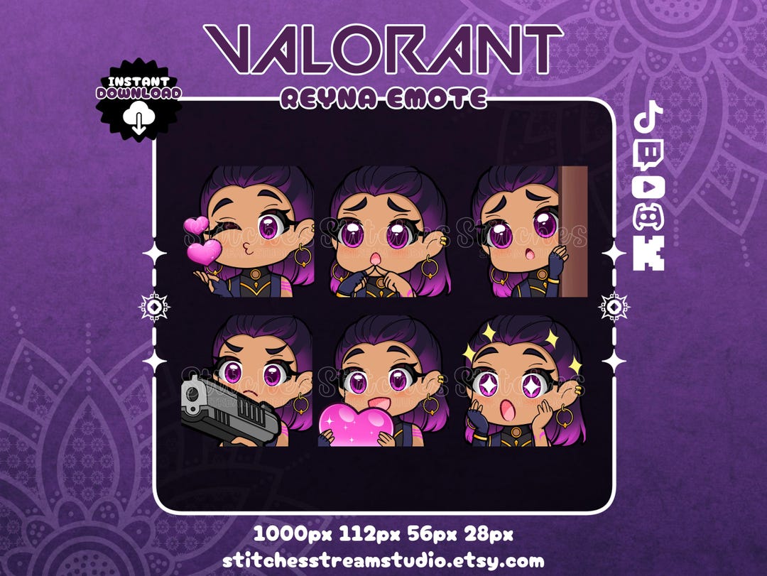 Valorant Reyna Chibi Pre-made Emote Bundle, Reyna Emotes, Emote Pack ...