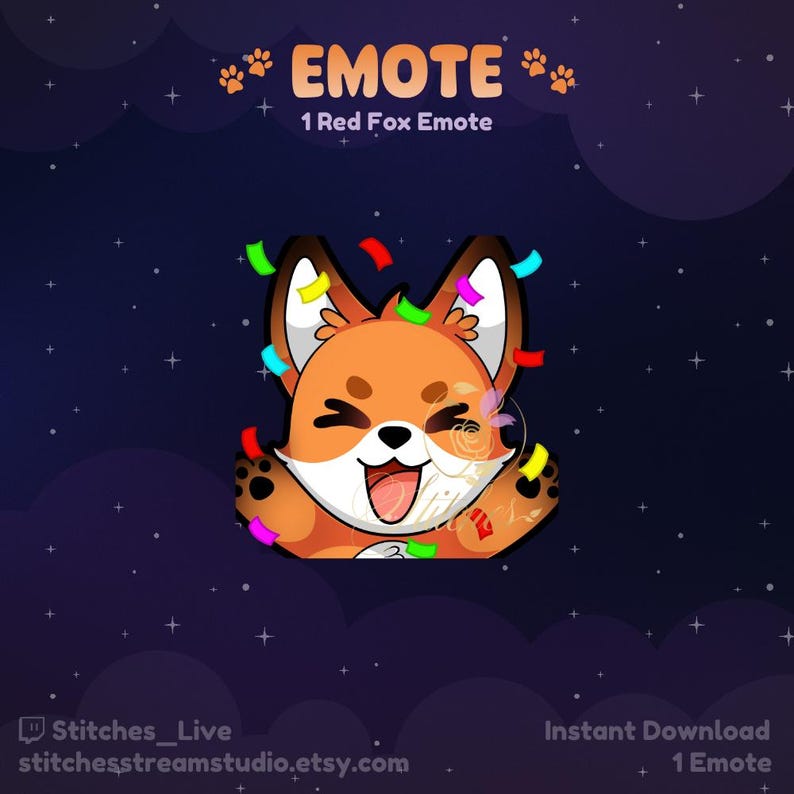 Cute Red Fox Cheer Hype Twitch Emote | Streamer, Streaming Assets ...