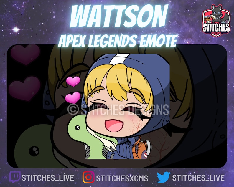 Wattson Hugging Nessie Chibi Emote Apex Legends Twitch Discord Youtube - Etsy