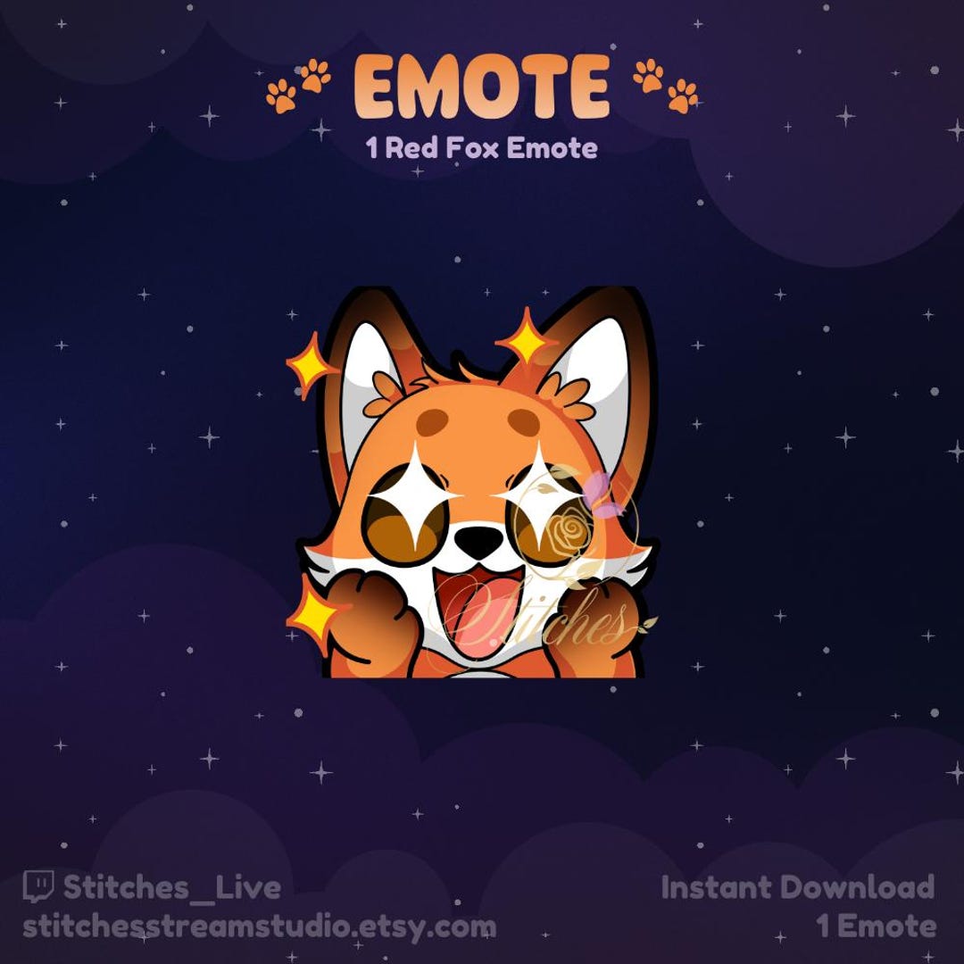 Cute Red Fox Shock Twitch Emote | Streamer, Streaming Assets, Gaming ...