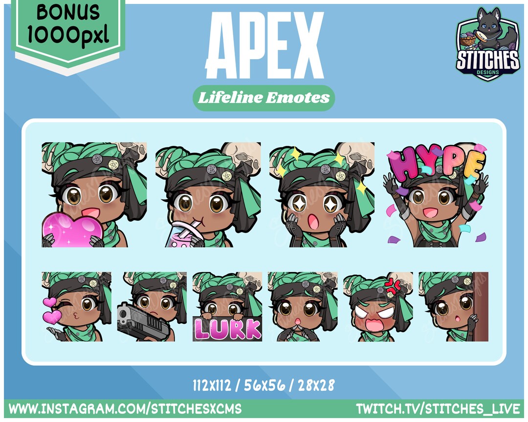 Apex Legends Lifeline Chibi Pink Pre-made Emote Pack, Lifeline Emotes ...