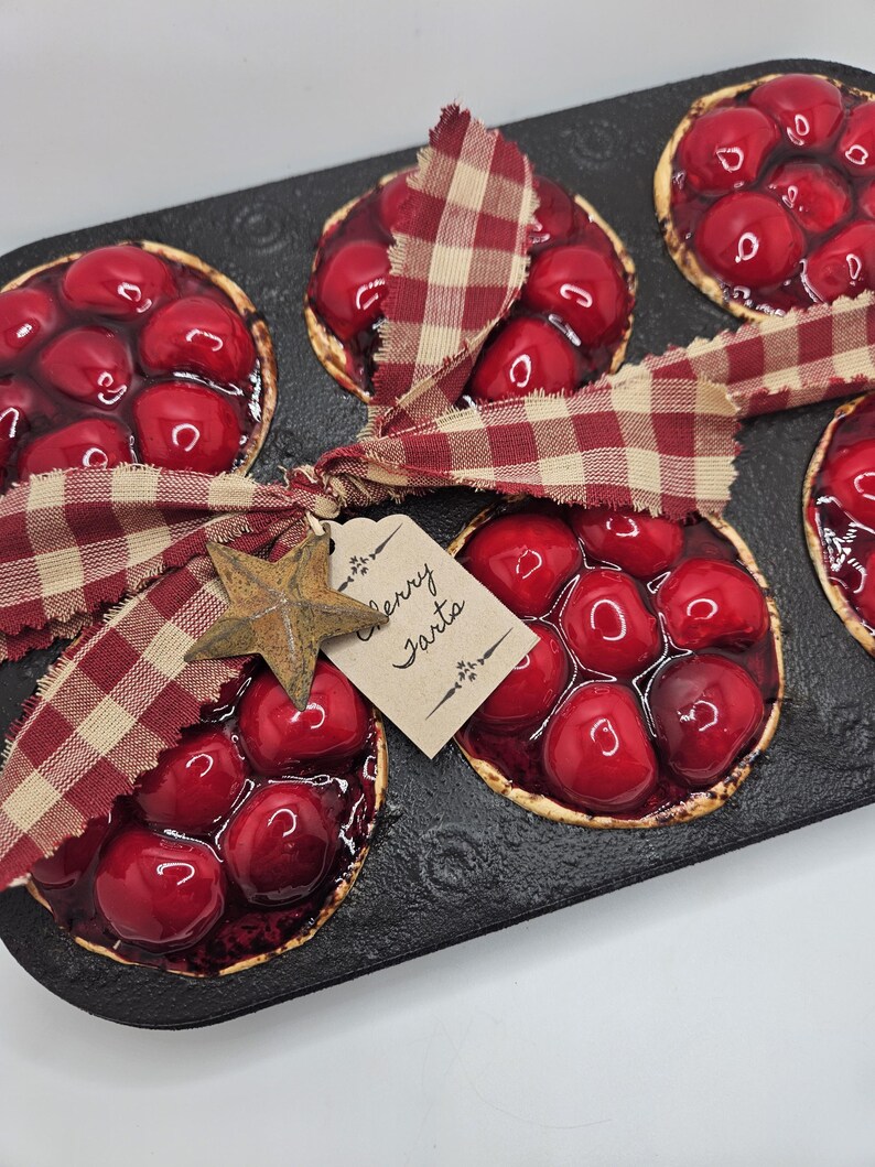 Fake Primitive Cherry Tarts, Faux Baked Goods, Prim Pantry, Hoosier ...
