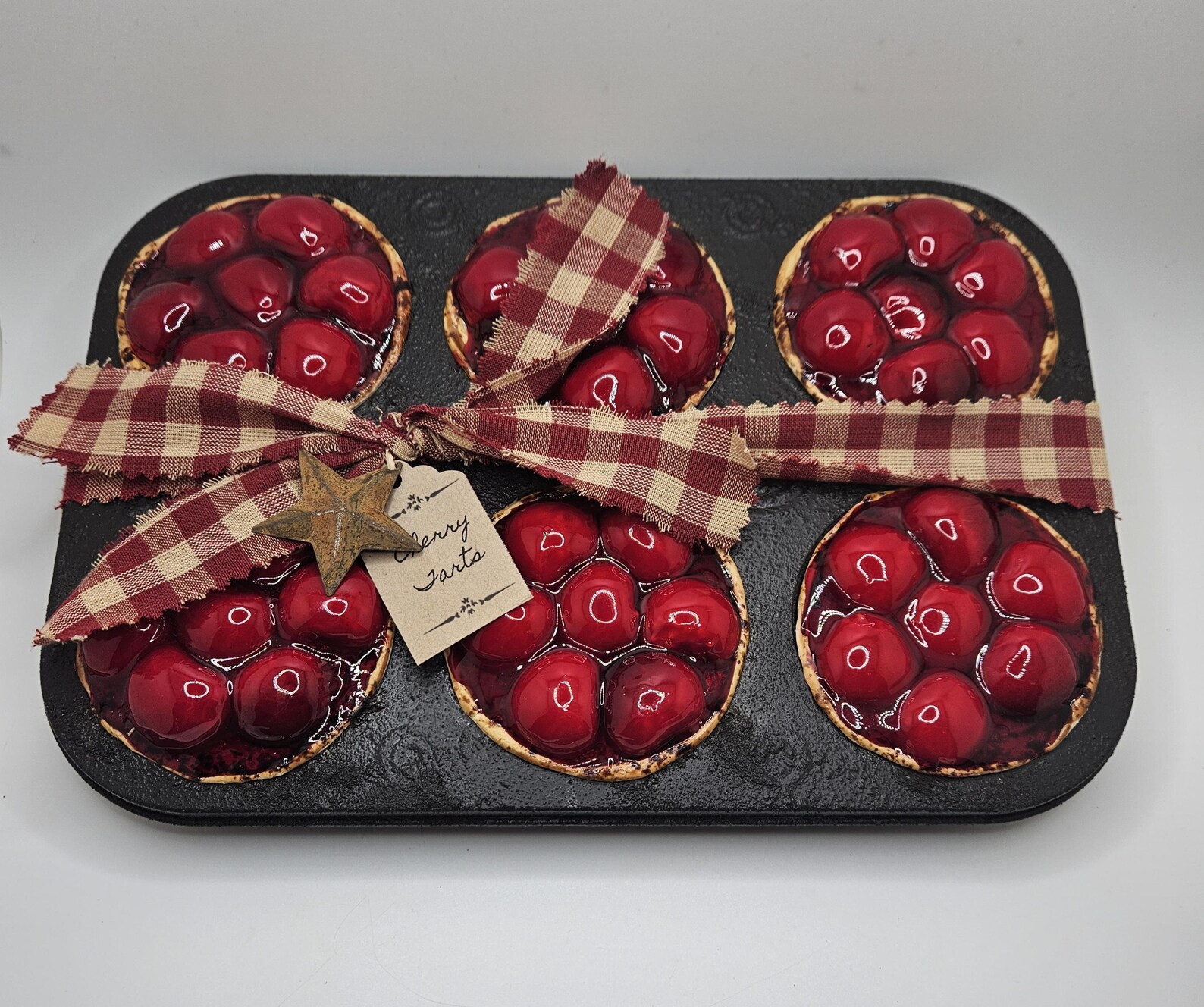 Fake Primitive Cherry Tarts, Faux Baked Goods, Prim Pantry, Hoosier ...