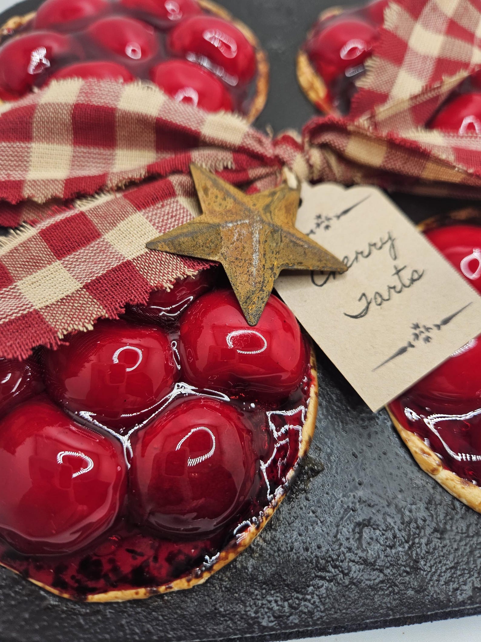 Fake Primitive Cherry Tarts, Faux Baked Goods, Prim Pantry, Hoosier ...
