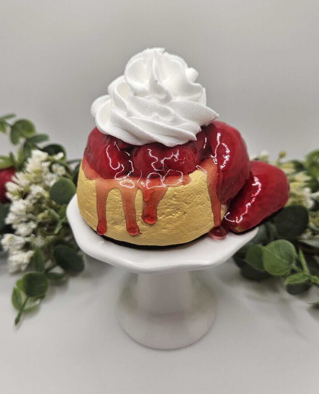 Fake Strawberry Shortcake, Spring, Strawberry Tiered Tray, Dessert Decor, Faux Food Art, Fake ...