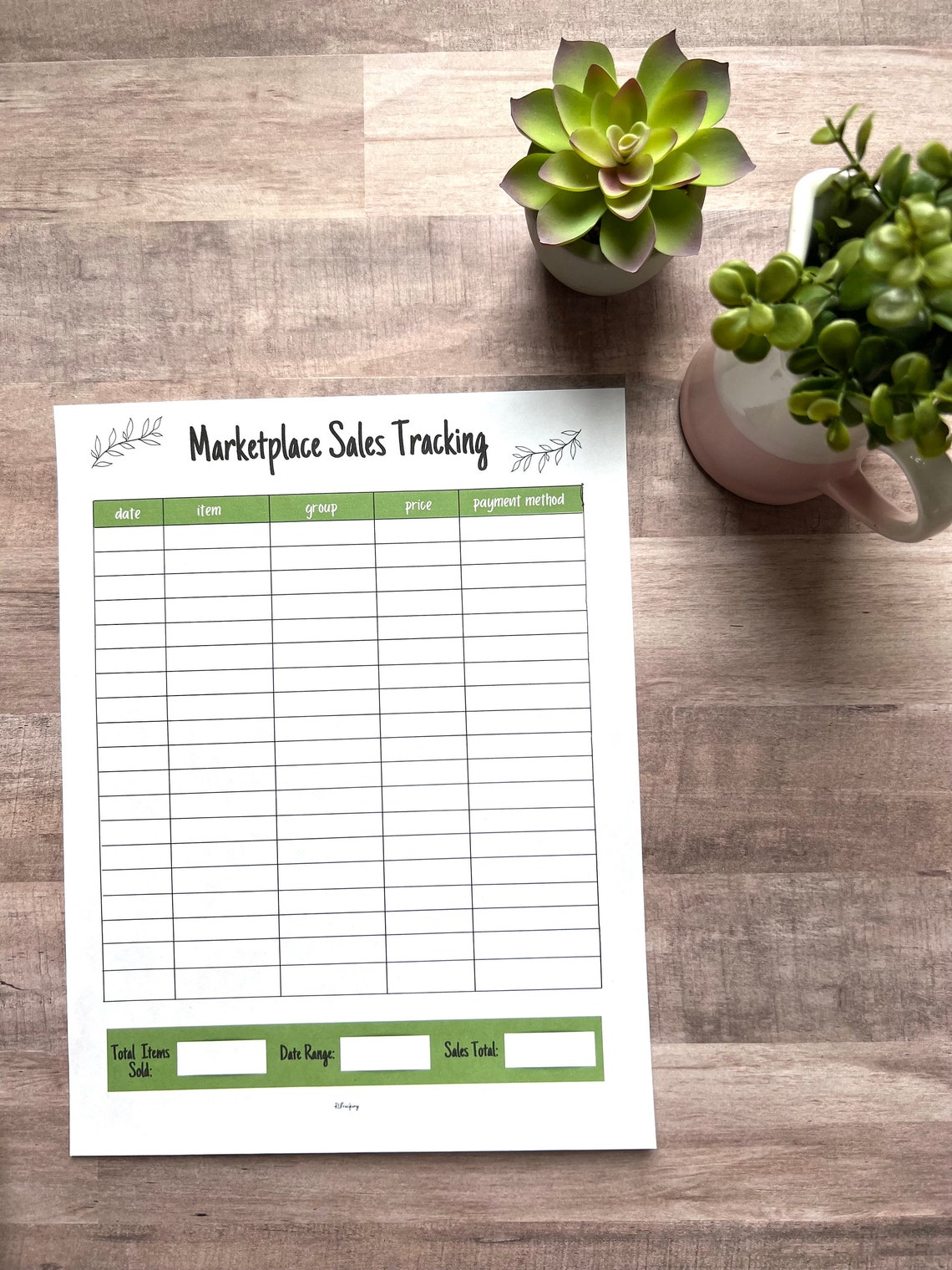 Sales Log Printable, Digital Download Sales Tracker, Facebook ...