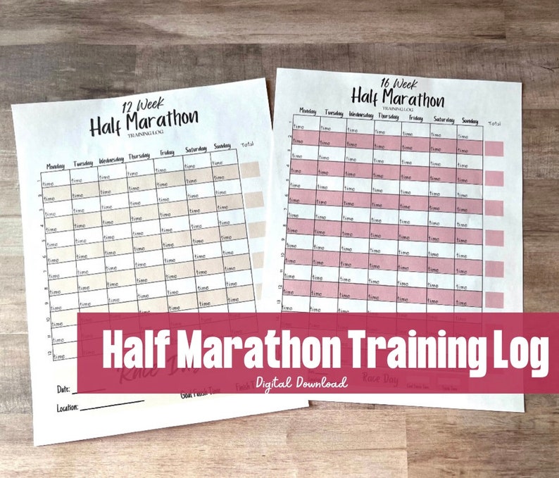 Half Marathon Training Log, 16 Week Half Marathon Training Plan, 12 ...