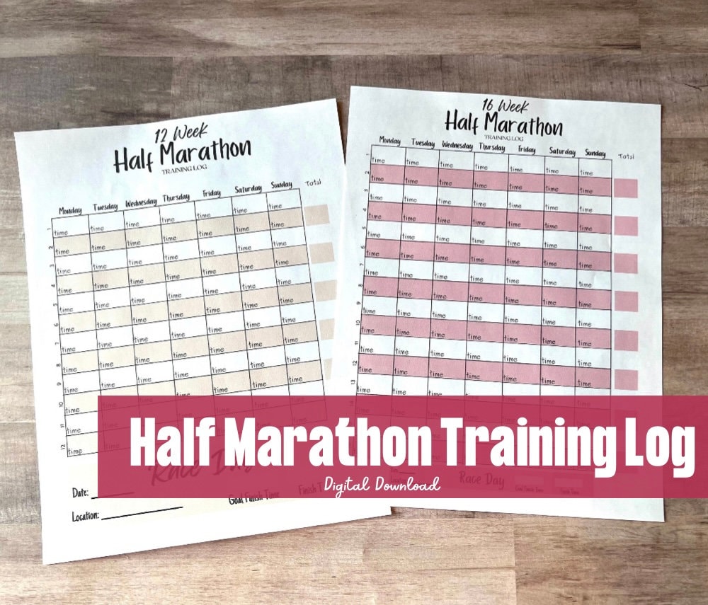 Half Marathon Training Log, 16 Week Half Marathon Training Plan, 12 ...