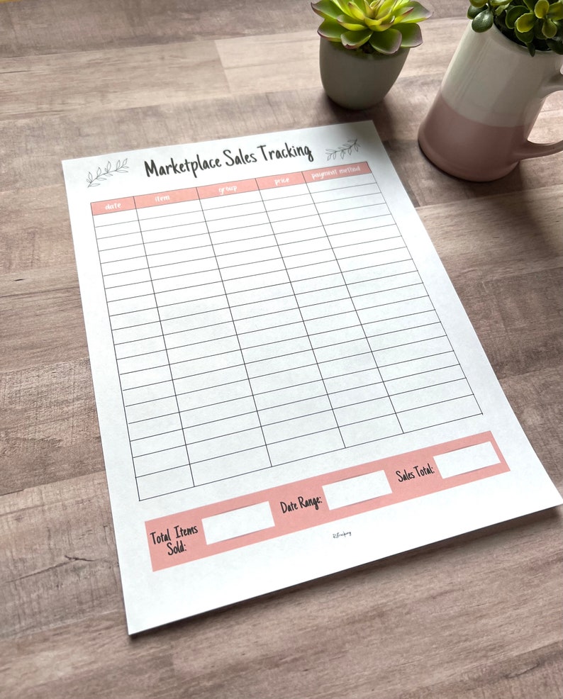 Sales Log Printable, Digital Download Sales Tracker, Facebook ...