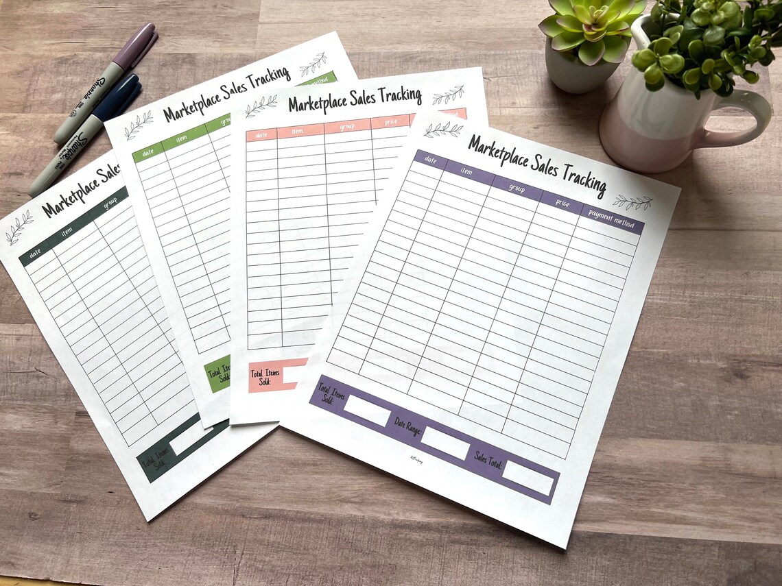 Sales Log Printable, Digital Download Sales Tracker, Facebook ...