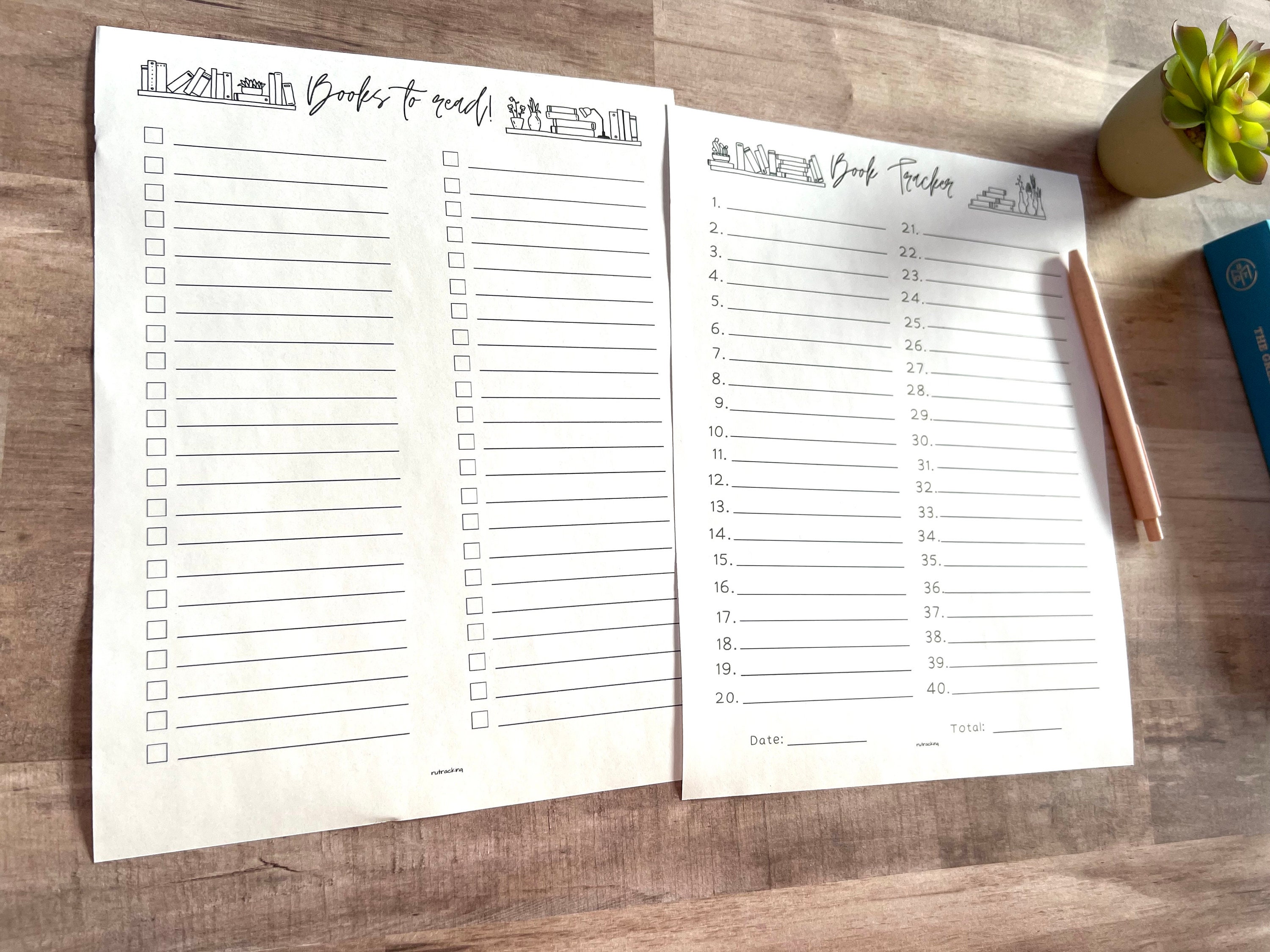 Book Tracker Printable, to Be Read List, Books I've Read List, Book Log ...