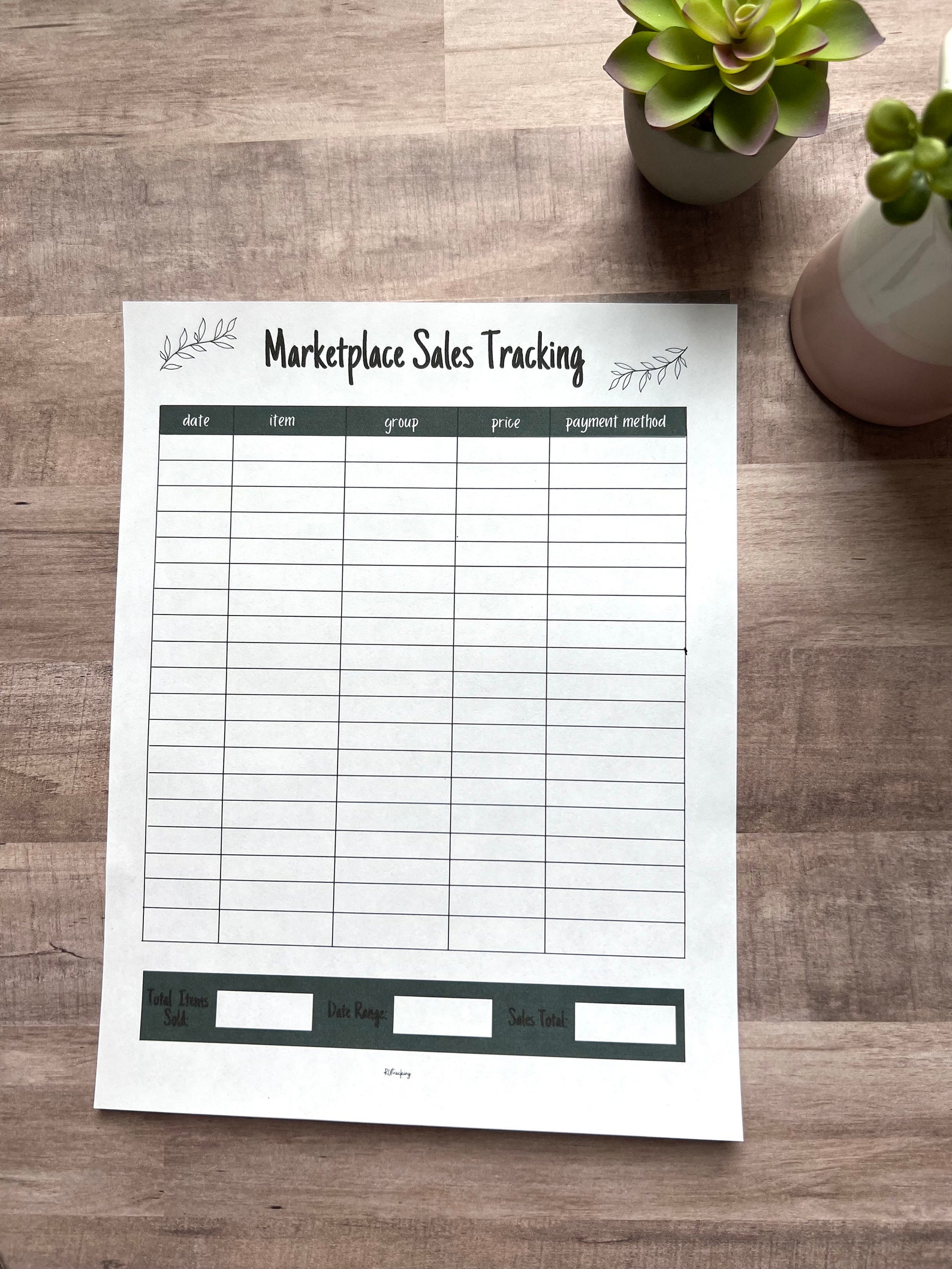Sales Log Printable, Digital Download Sales Tracker, Facebook ...