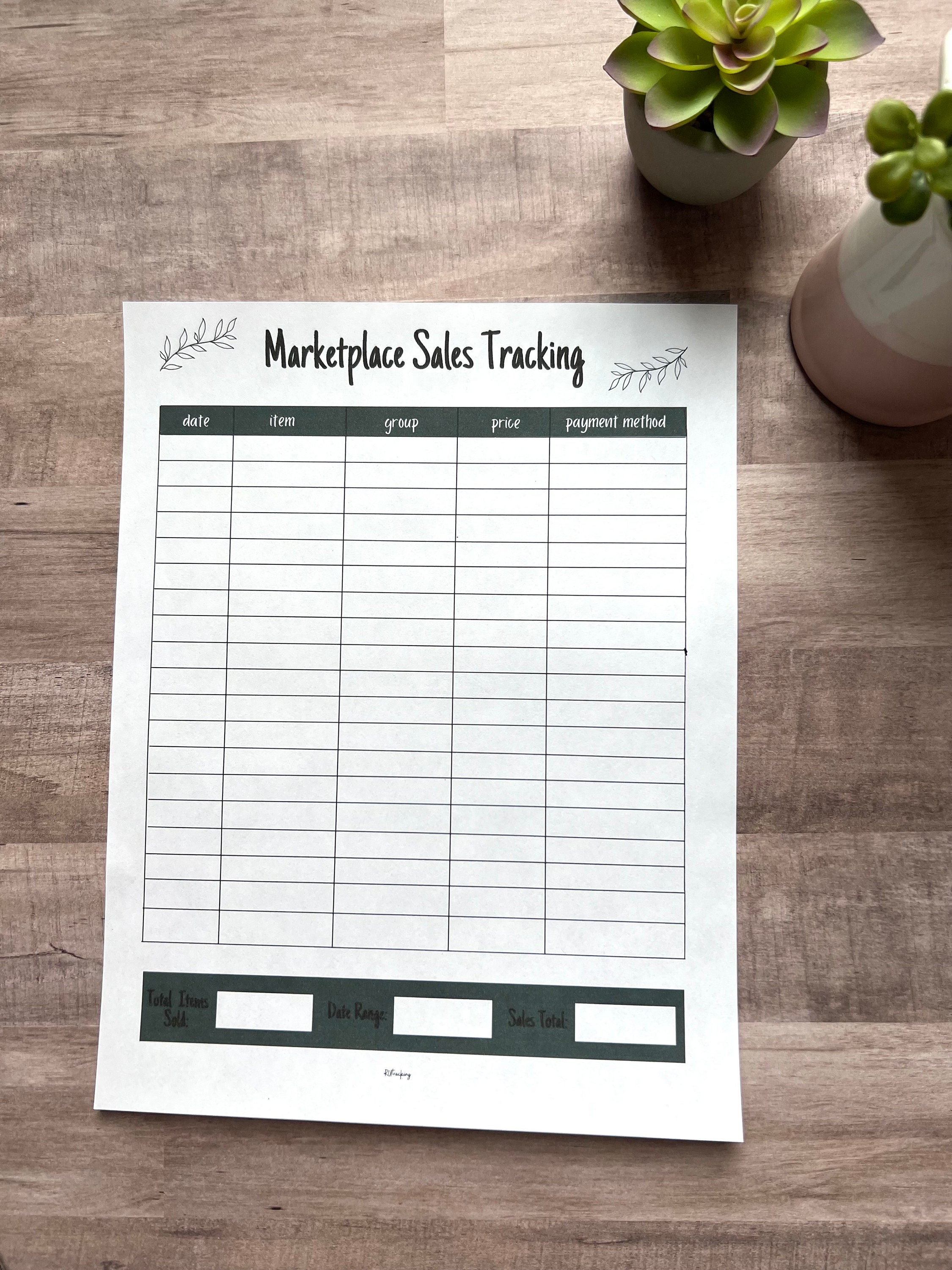 Sales Log Printable, Digital Download Sales Tracker, Facebook ...