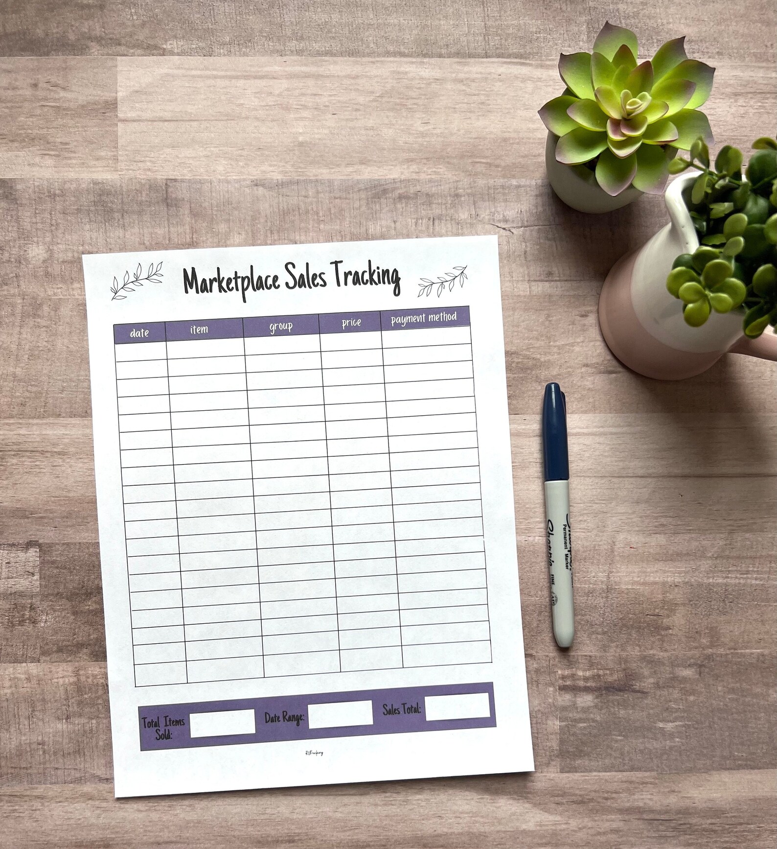 Sales Log Printable, Digital Download Sales Tracker, Facebook ...