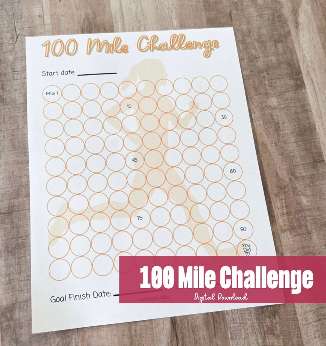 100 Mile Challenge, Mile Tracker, Fitness Tracker, Half Marathon ...