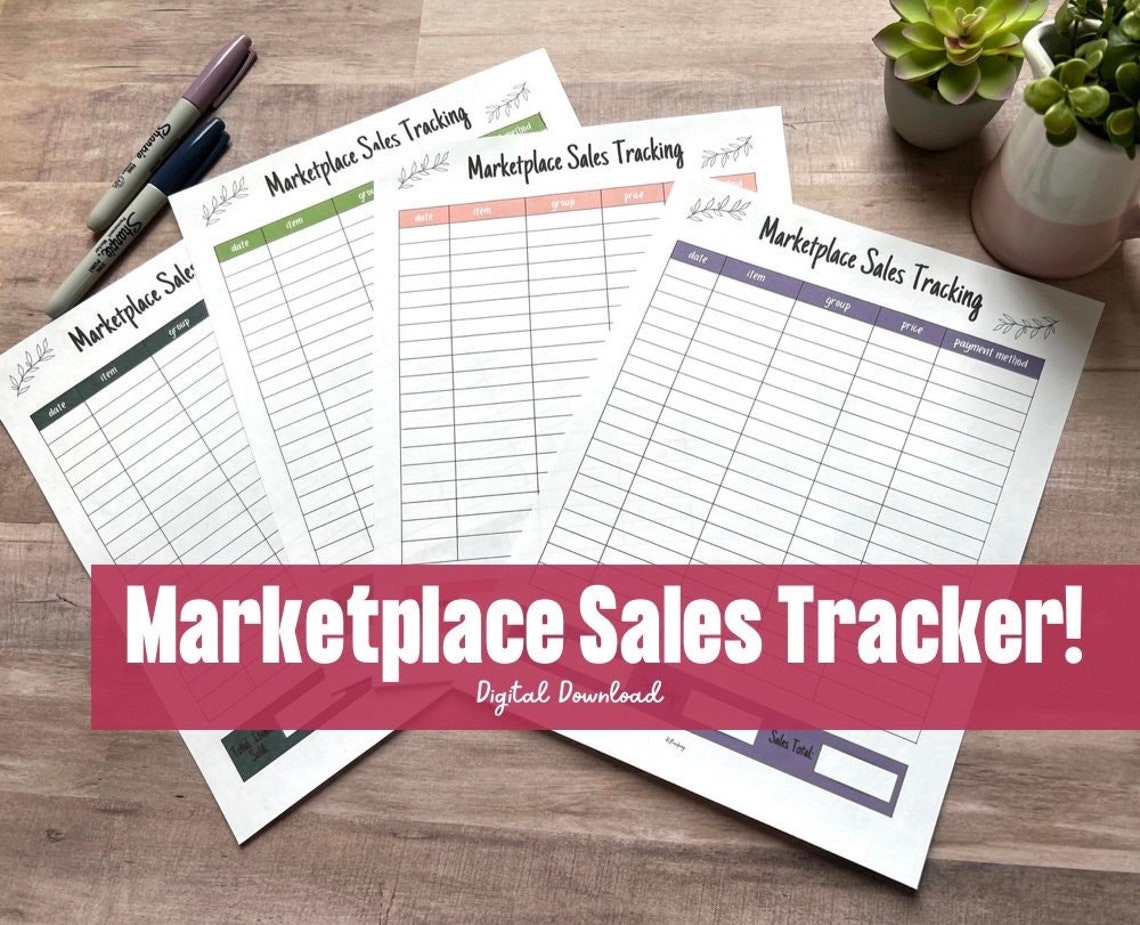 Sales Log Printable, Digital Download Sales Tracker, Facebook ...