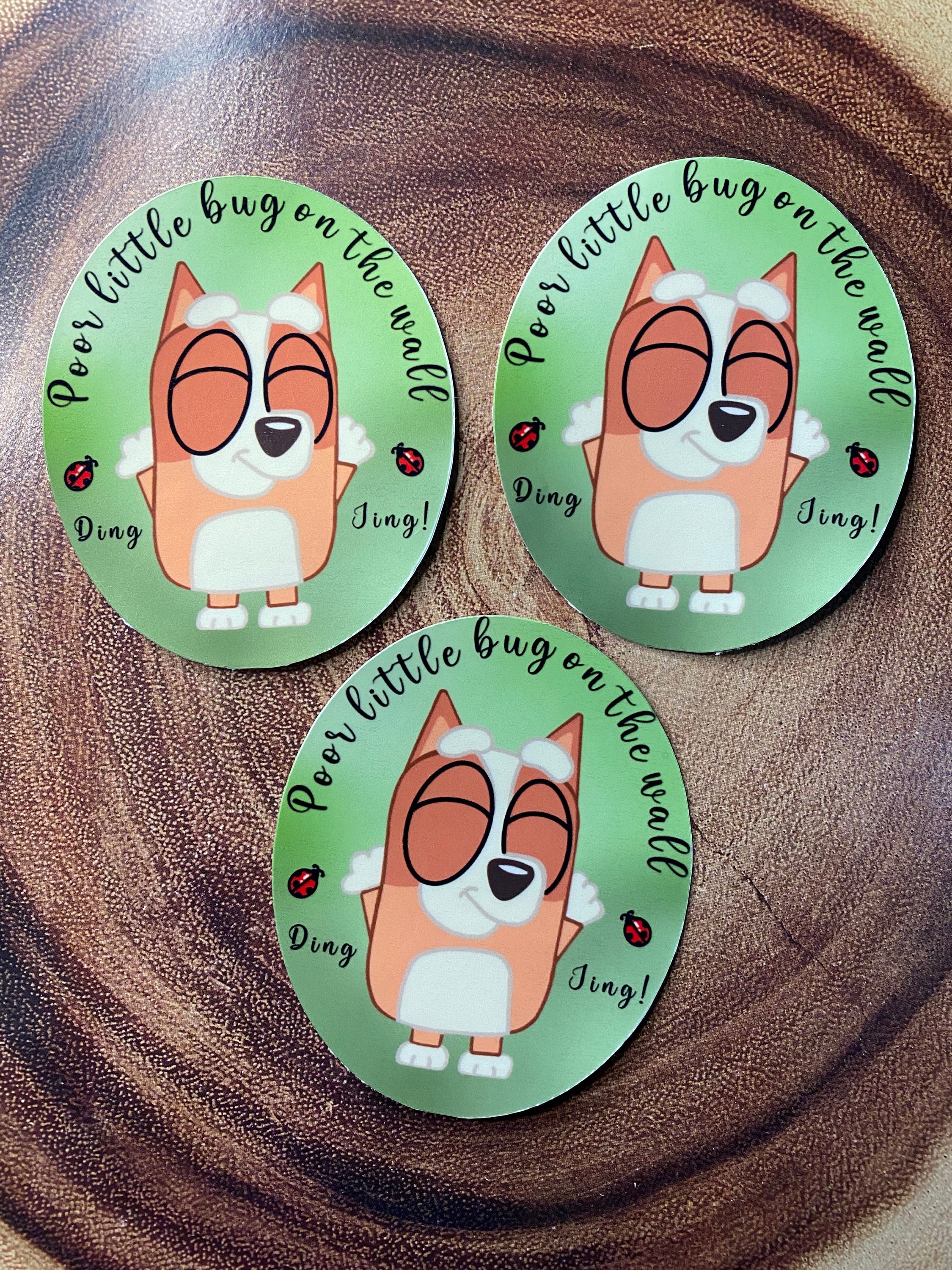 Bluey Bingo Cute Poor Little Bug on the Wall Ding Jing Vinyl Waterproof ...