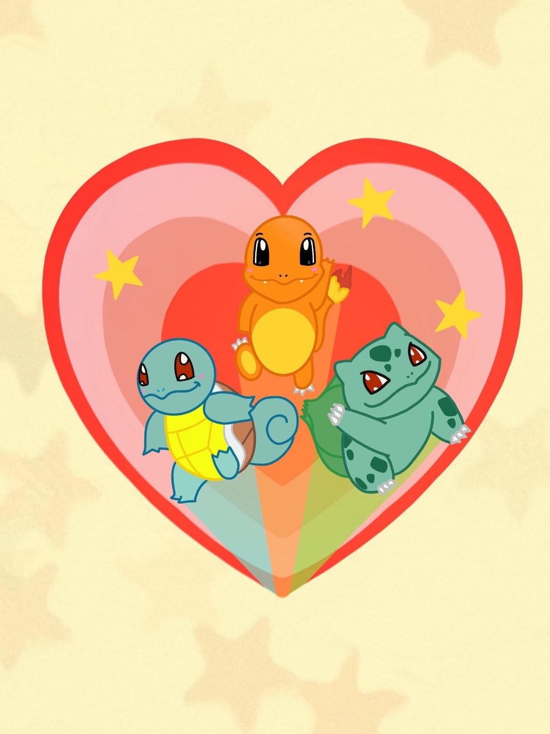 Pokemon Gen 1 Starters Powerpuff Girl Heart Glossy Sticker - Charmander ...