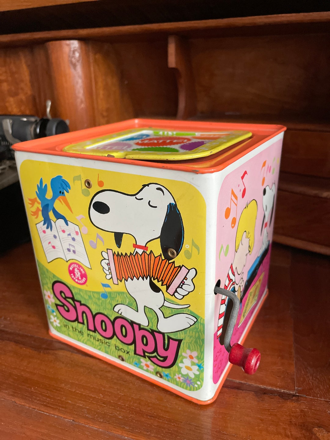Vintage 1966 Mattel Peanuts Snoopy Jack in the Box Tin Windup - Etsy