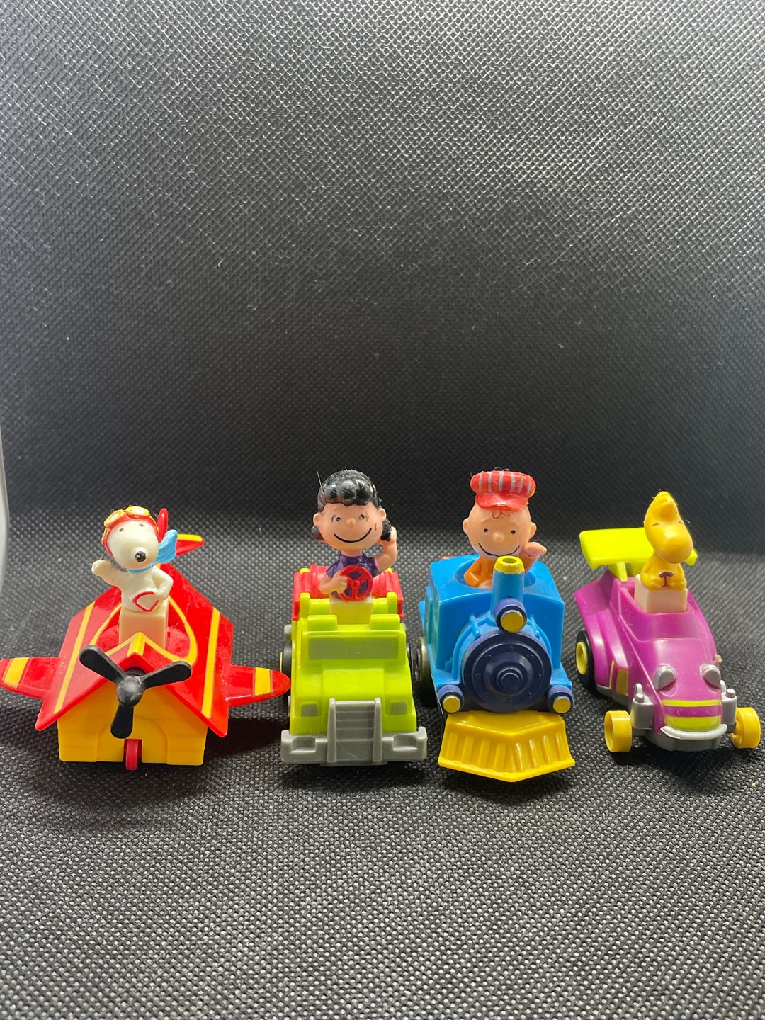 Vintage Lot of 4 Peanuts Snoopy Woodstock Lucy Charlie Brown Push Down ...