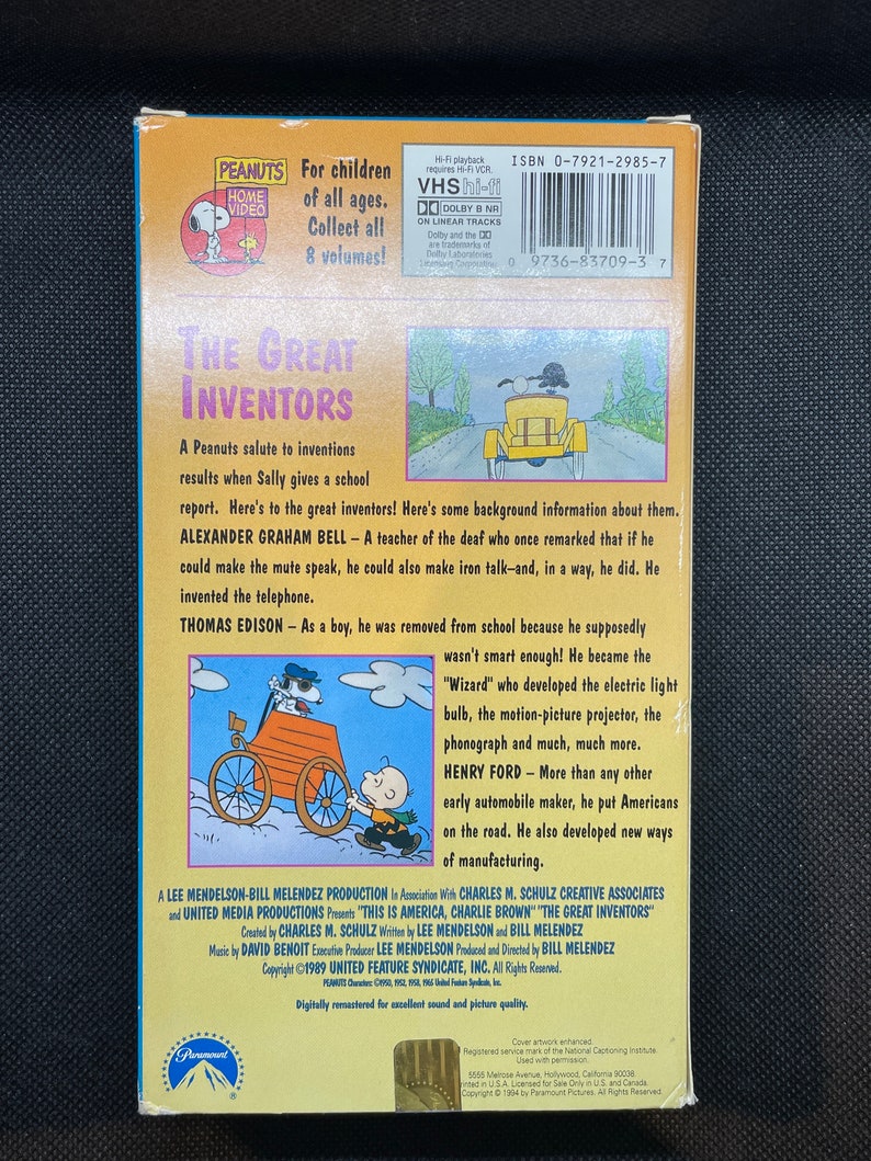 1994 Paramount This is America Charlie Brown - the Great Inventors VHS ...