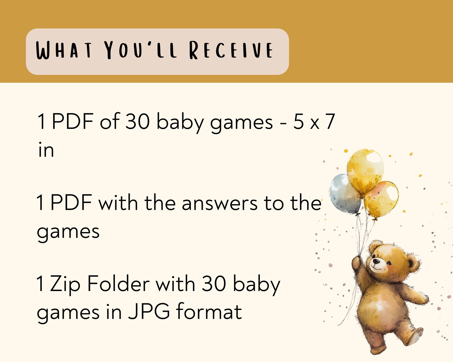 30 Teddy Bear Balloon Baby Shower Games, Party Activities Baby Sprinkle Package, Printable Mama ...