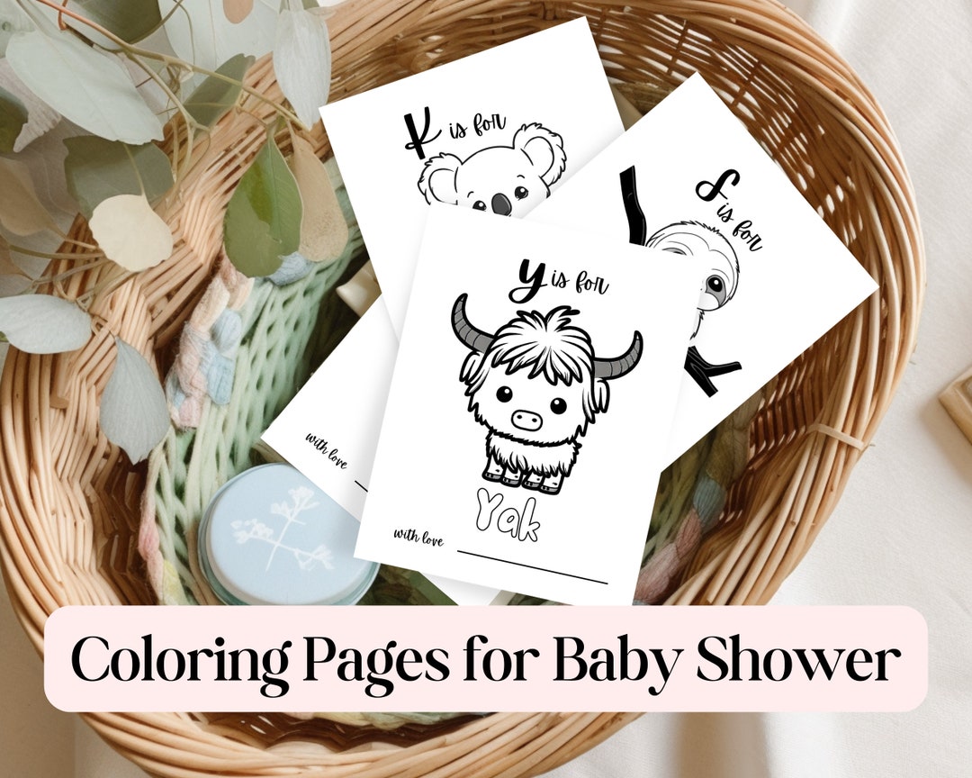 Baby's First Baby Animal ABC Book, Baby Shower Coloring Pages & Game ...