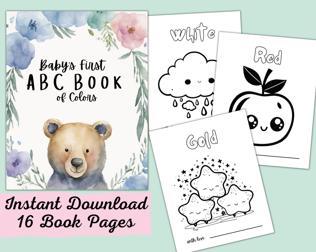 Baby's First Color Book for Baby Shower Instant Download Coloring for ...
