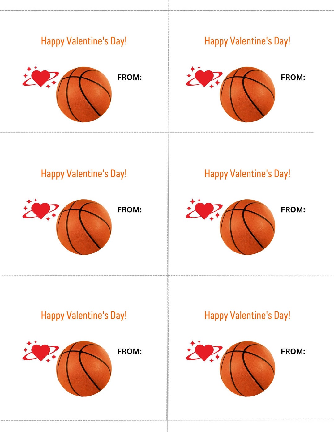 Basketball Valentines Day Card - Etsy