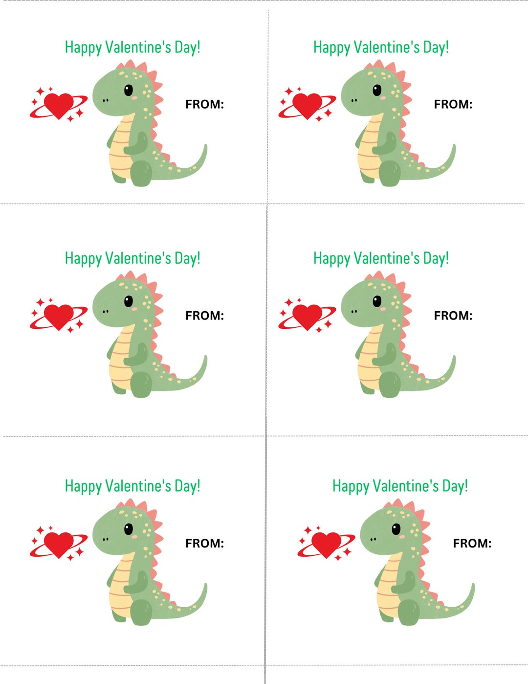 Printable Dino Valentines Day Card - Etsy
