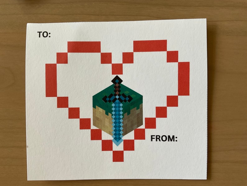 Minecraft Valentines Day Card - Digital Print at Home - Etsy
