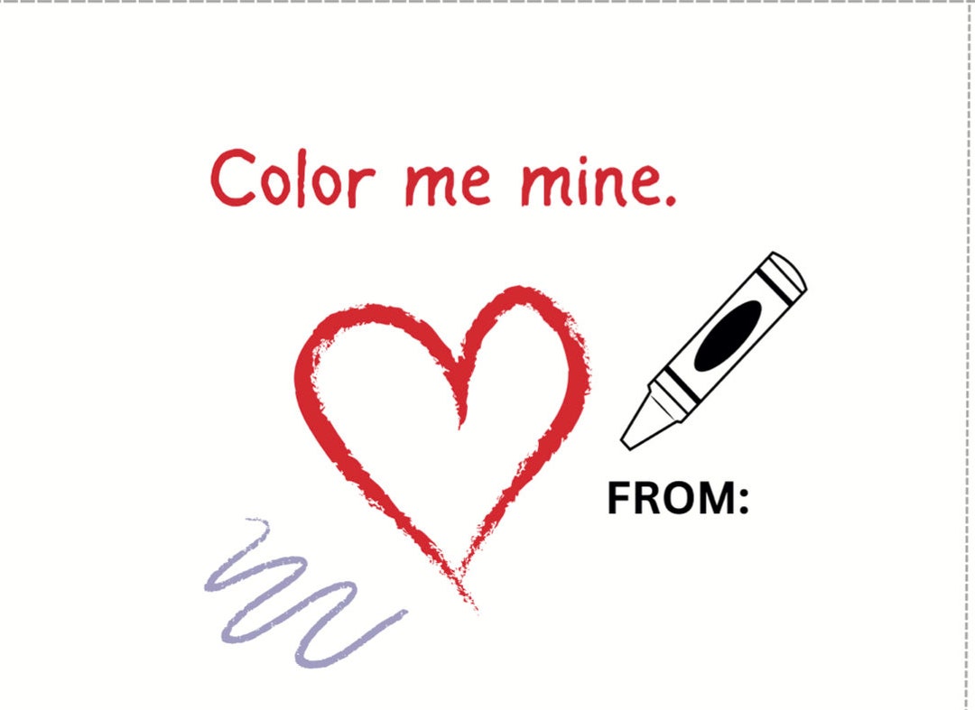 Valentine Day Color a Heart Printable Card - Etsy