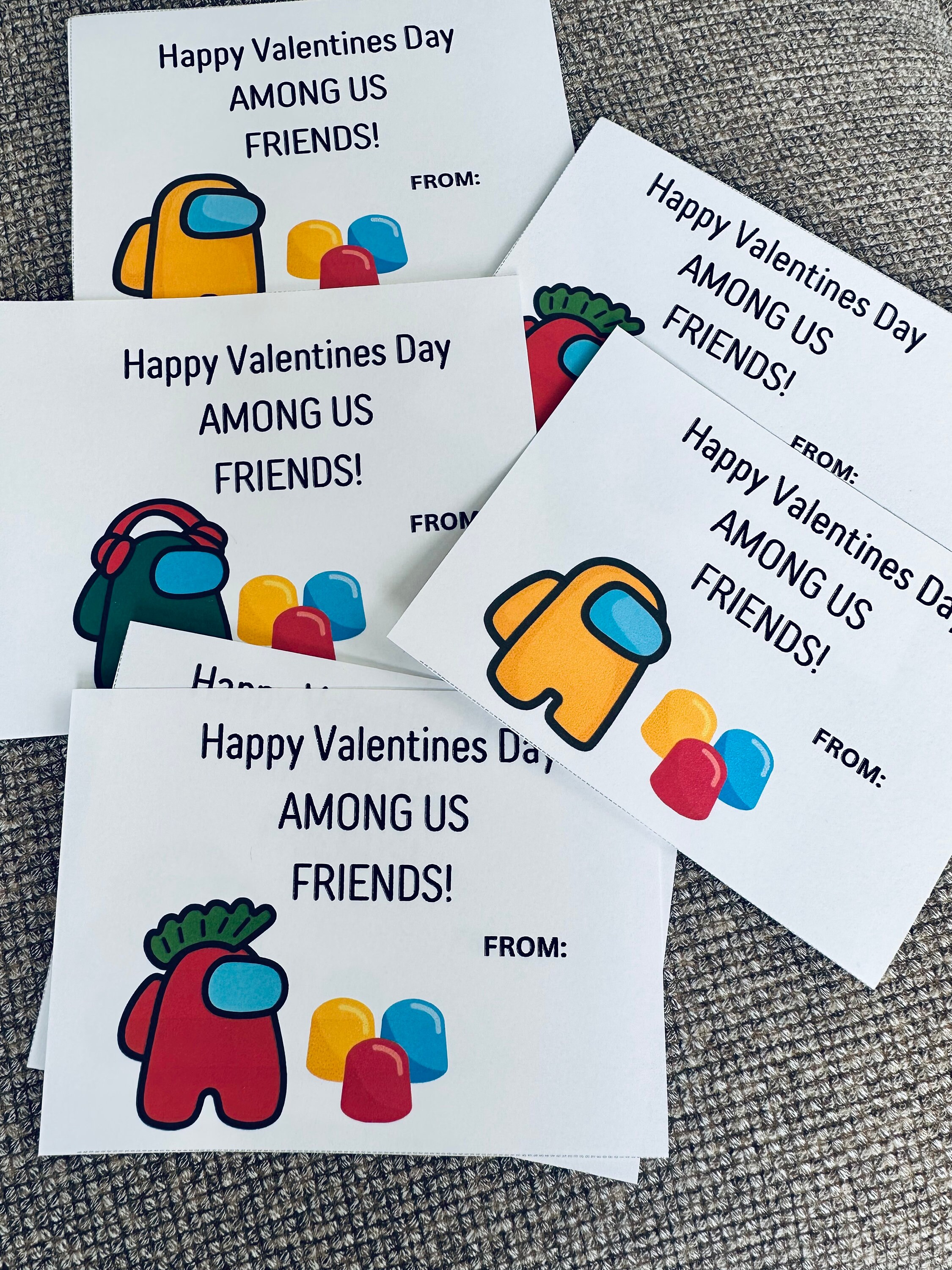 Kids Valentines Printable Cards - Among Us - Etsy