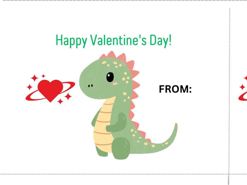 Printable Dino Valentines Day Card - Etsy