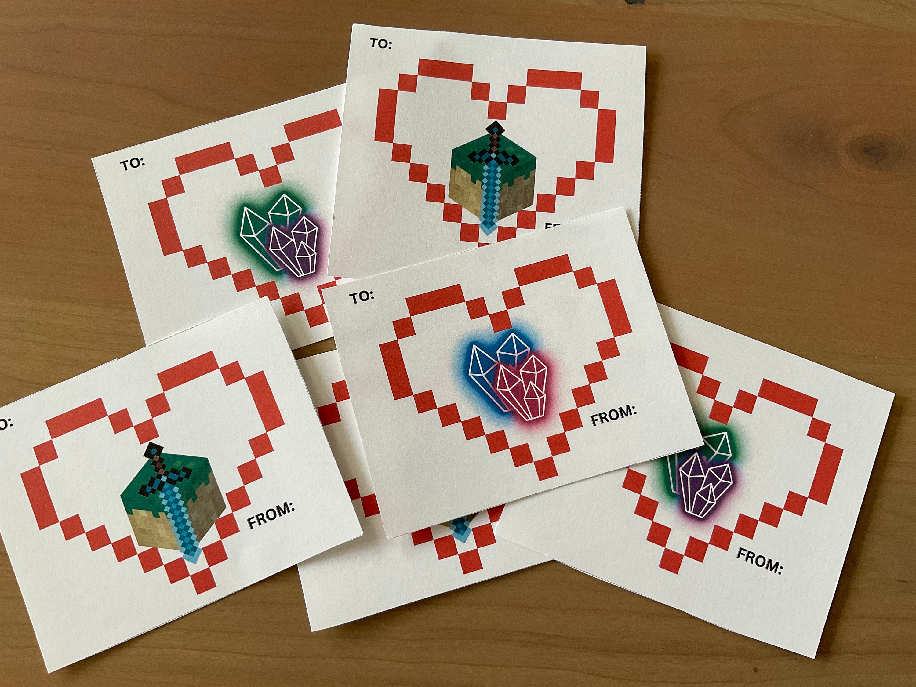 Minecraft Valentines Day Card - Digital Print at Home - Etsy