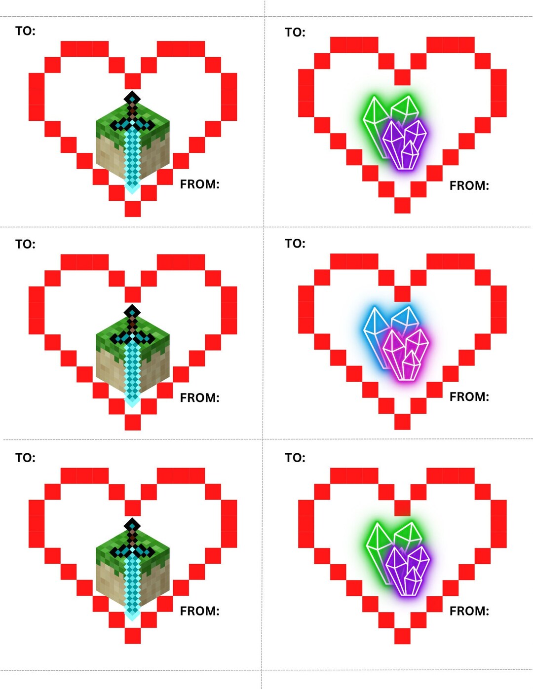Minecraft Valentines Day Card - Digital Print at Home - Etsy