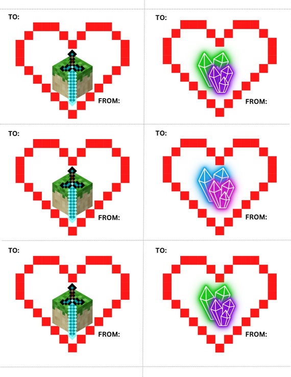 Printable Minecraft Valentines
