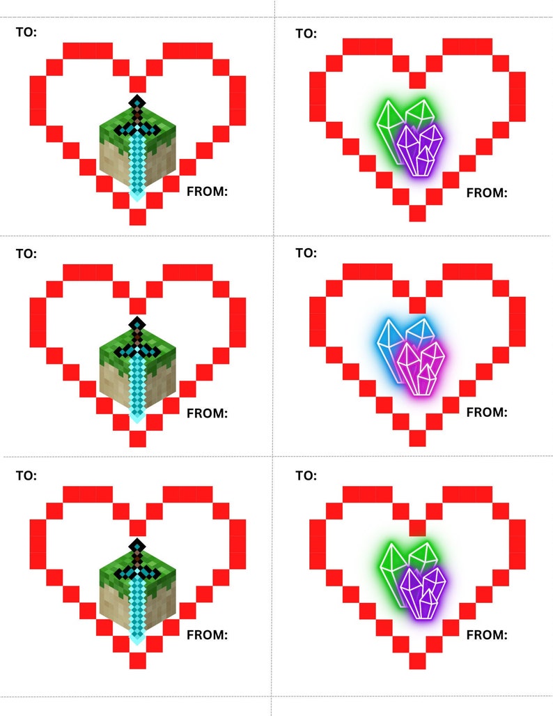 Minecraft Valentines Day Card - Digital Print at Home - Etsy