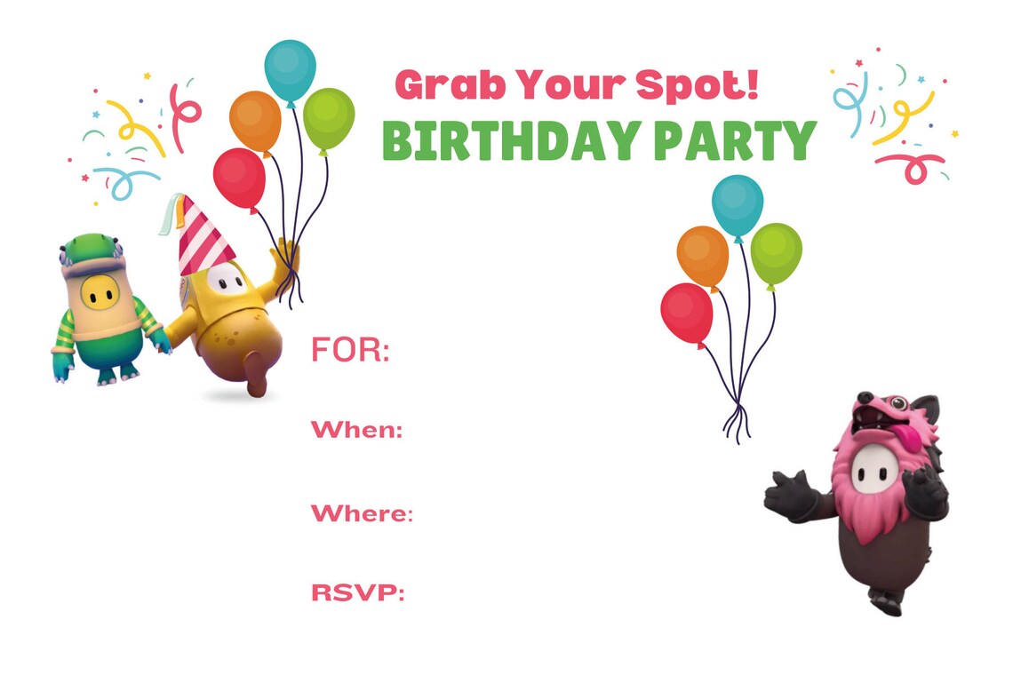 Fall Guys Party Invitation - Etsy