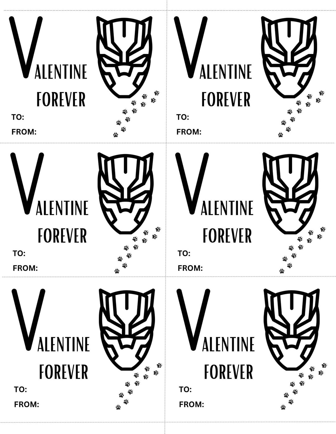 Black Panther Kids Valentine Card - Instant Printable - Etsy