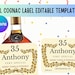 1L Cognac Bottle Label | Custom Alcohol Bottle Labels | Canva Editable ...