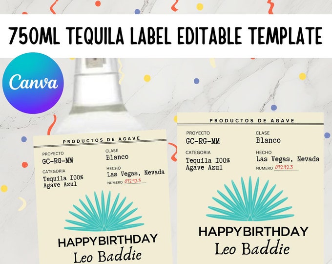 Casamigos Tequila Label 750ml | Fully Editable Canva Template Link ...