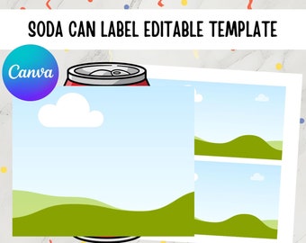 Soda Can Label Template | Canva Editable Custom Party Favors - Etsy UK