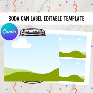 Soda Can Label Template | Canva Editable Custom Party Favors - Etsy